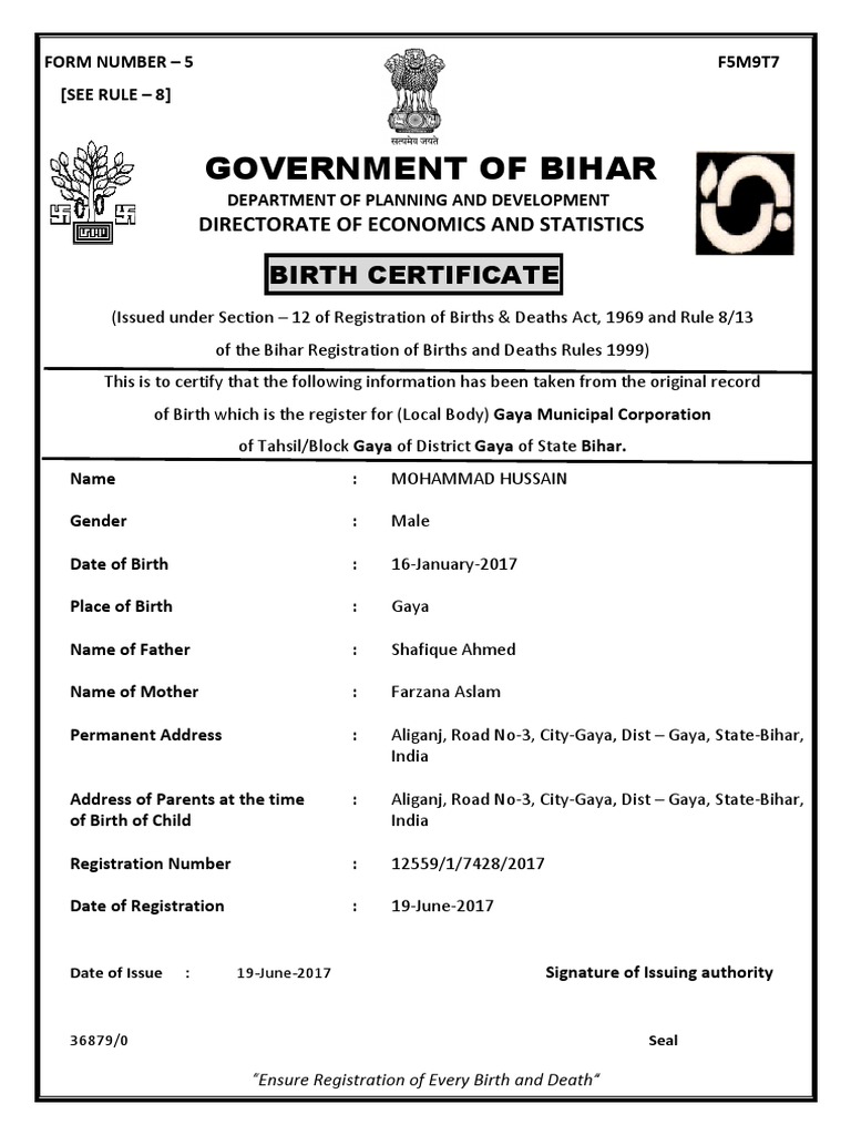 Government of Bihar Government of Bihar Government of Bihar: Birth ...