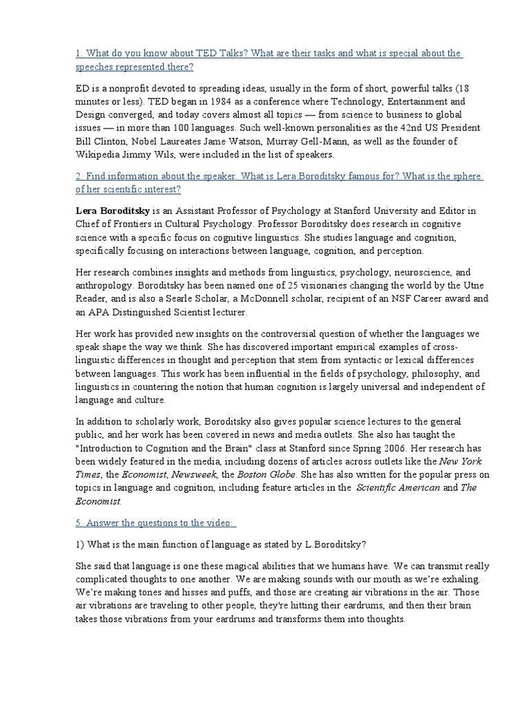 Lera Boroditsky Is An Assistant Professor of Psychology at Stanford ...