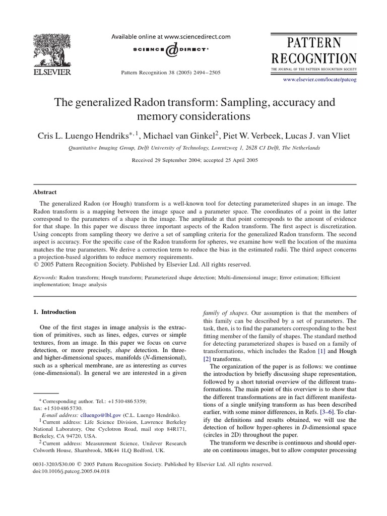 The Generalized Radon Transform Sampling Accuracy and Memory ...