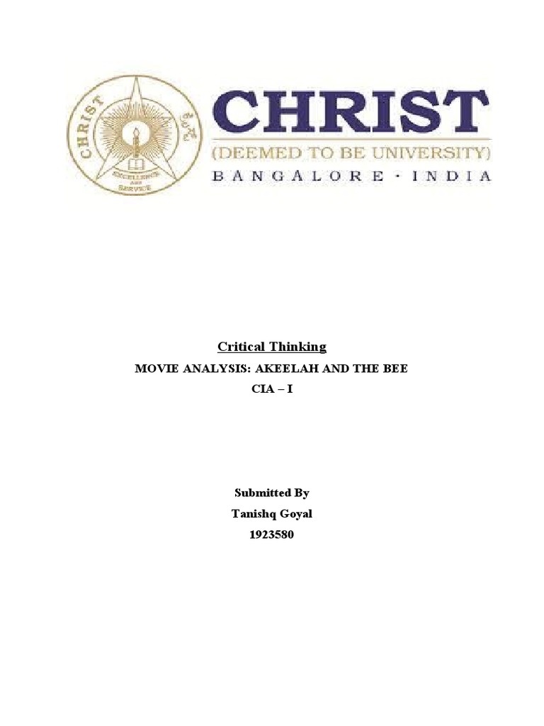 Critical Thinking: Movie Analysis: Akeelah and The Bee Cia - I | PDF ...