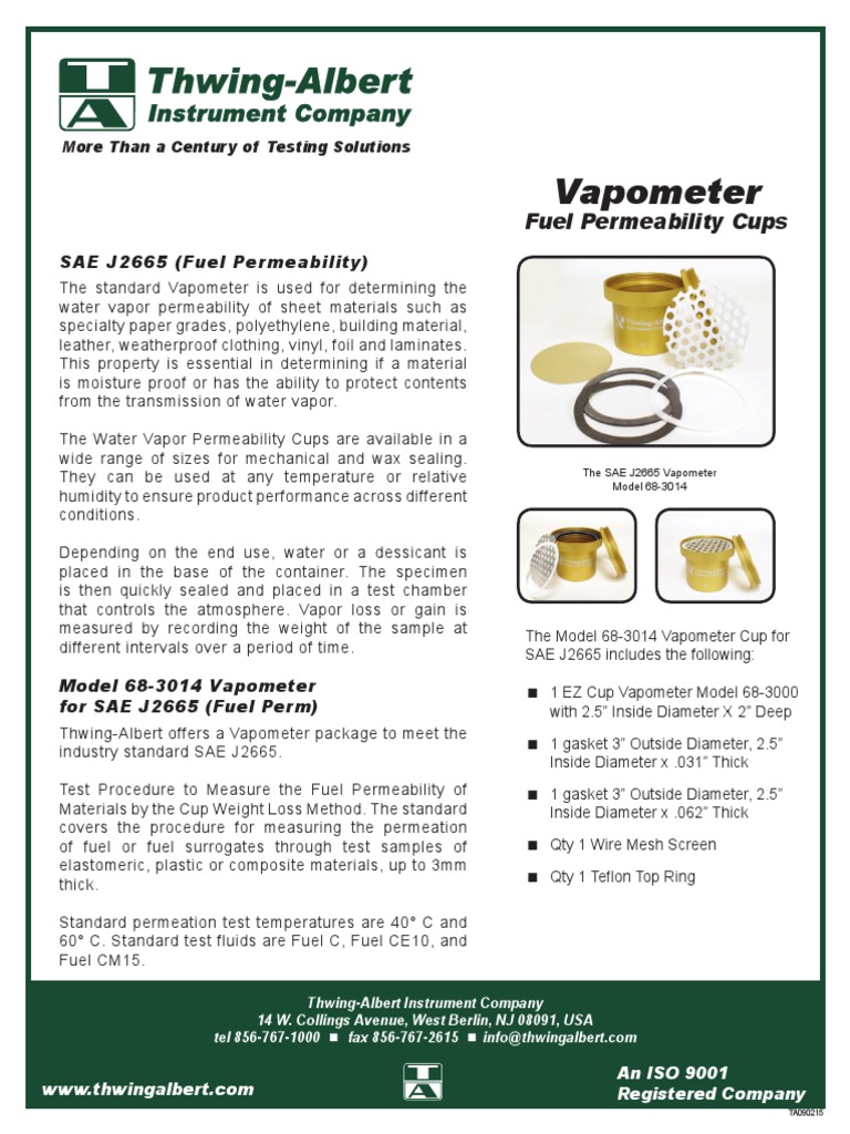 Brochure Vapometer SAEJ2665 | PDF | Water Vapor | Water