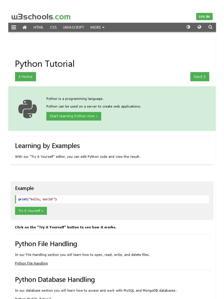 Python Tutorial | PDF | Python (Programming Language) | J Query