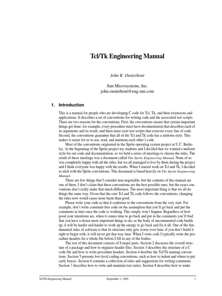 TCL/TK Engineering Manual: Sun Microsystems, Inc | PDF | Parameter (Computer Programming ...