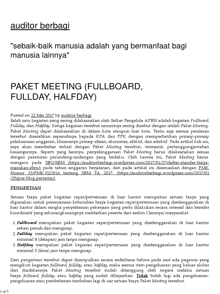 Paket Meeting (Fullboard, Fullday, Halfday) - Auditor Berbagi | PDF