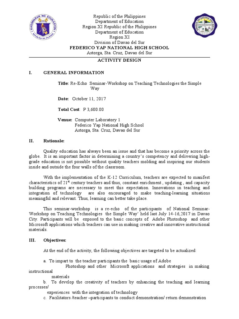 Activity Design Demo | PDF | Teachers | Educational Technology