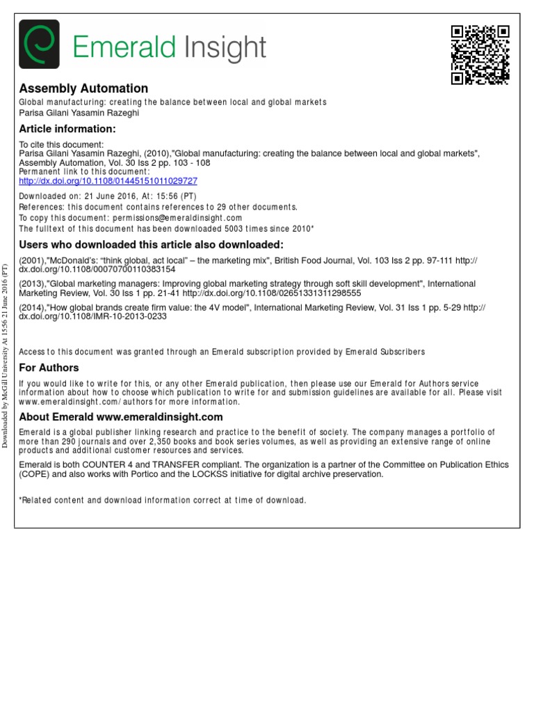 Global Manufacturing Strategies | PDF | Multinational Corporation | Brand