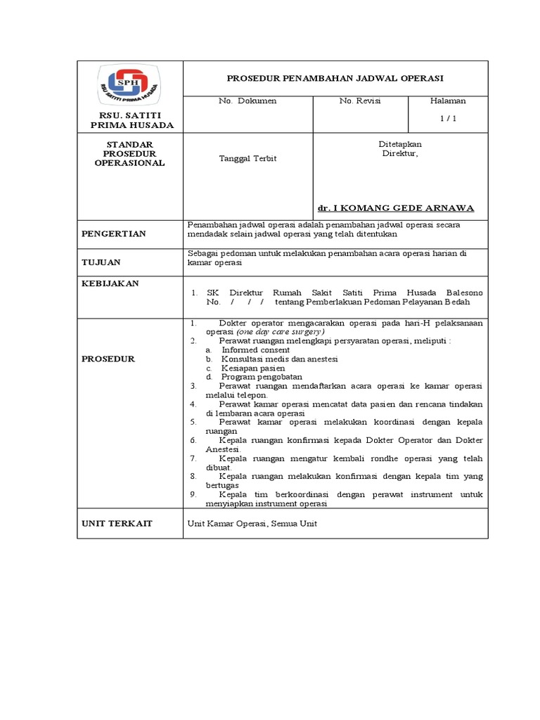 Penambahan Jadwal Operasi (SOP) | PDF