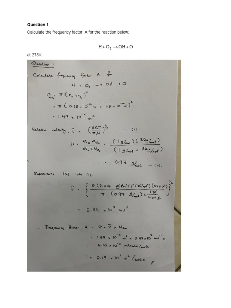 Tutorial (Kinetics in Gas Phase) With Answers | PDF | Reaction Rate ...