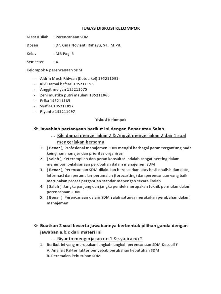 Diskusi Perencanaan SDM | PDF