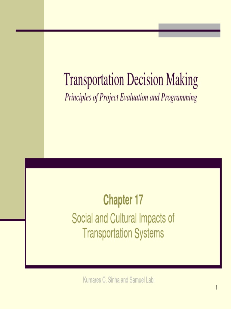 Social and Cultural Impacts of Transportation Systems | PDF | Cost ...