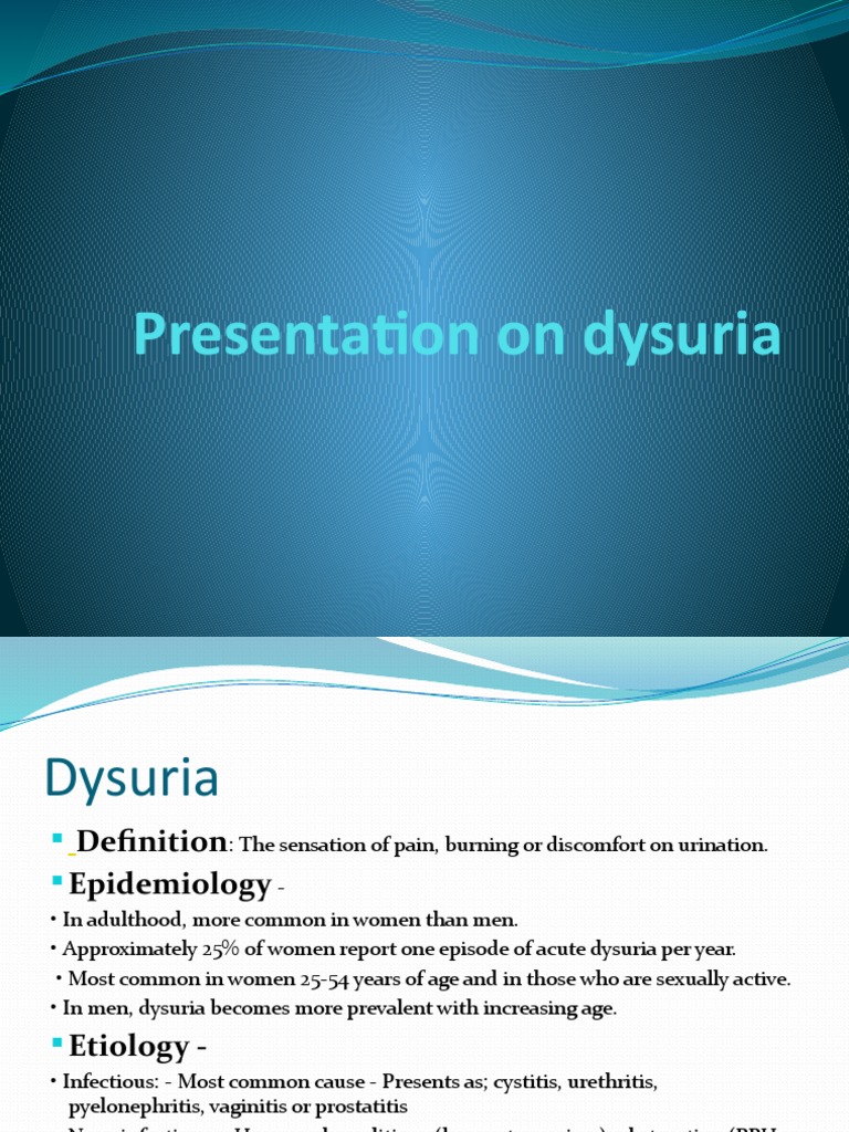 Presentation On Dysuria 1 | PDF | Urinary Tract Infection | Urological ...