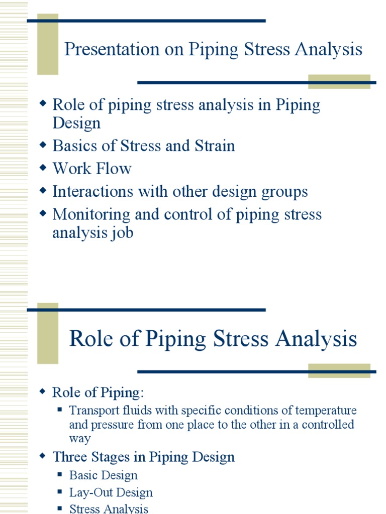 Presentation On Piping Stress Analysis | PDF | Stress (Mechanics ...