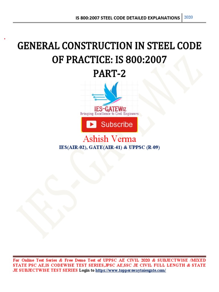 Steel Code Is 800 Part 2 | PDF | Structural Load | Structural Steel