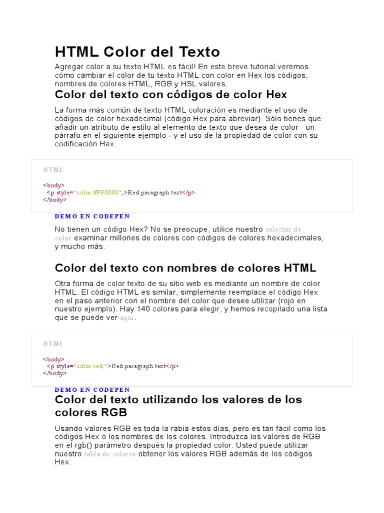 Cómo agregar color de texto y fondo en HTML utilizando códigos ...