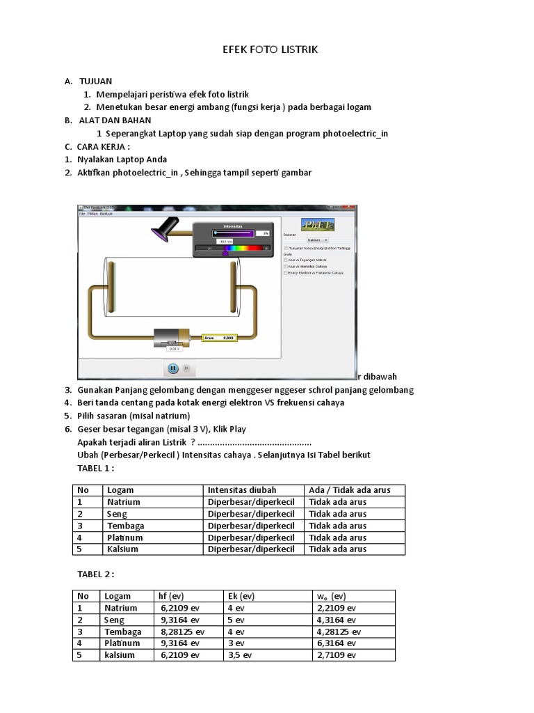 LKS Efek Foto Listrik | PDF
