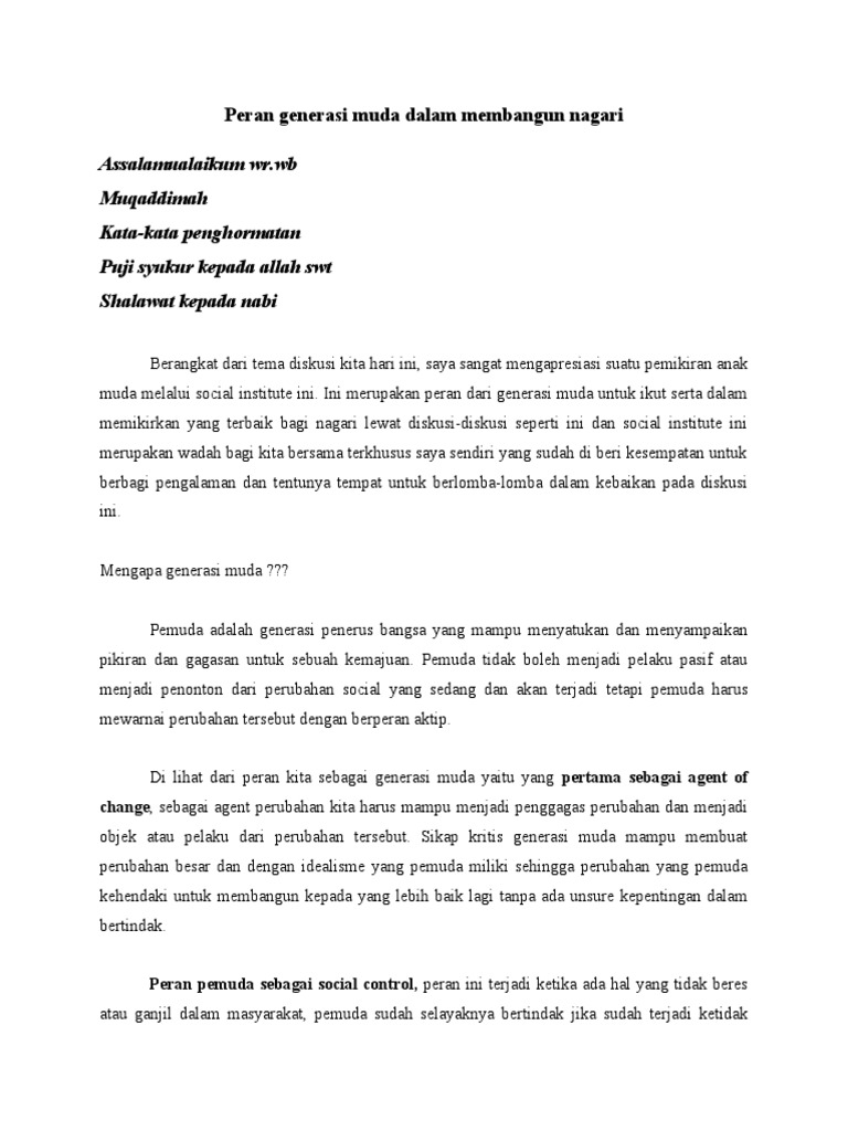Peran Generasi Muda Dalam Pembangunan Nagari | PDF | Politik