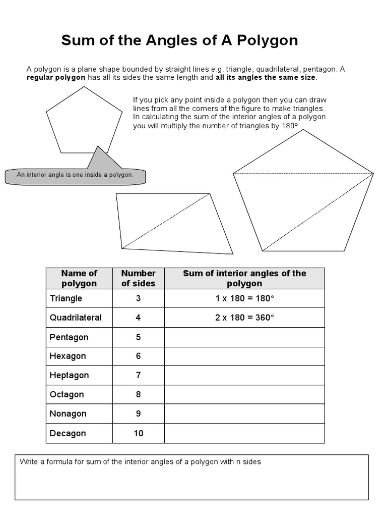 Sum of The Angles of A Polygon: Regular Polygon Has All Its Sides The ...