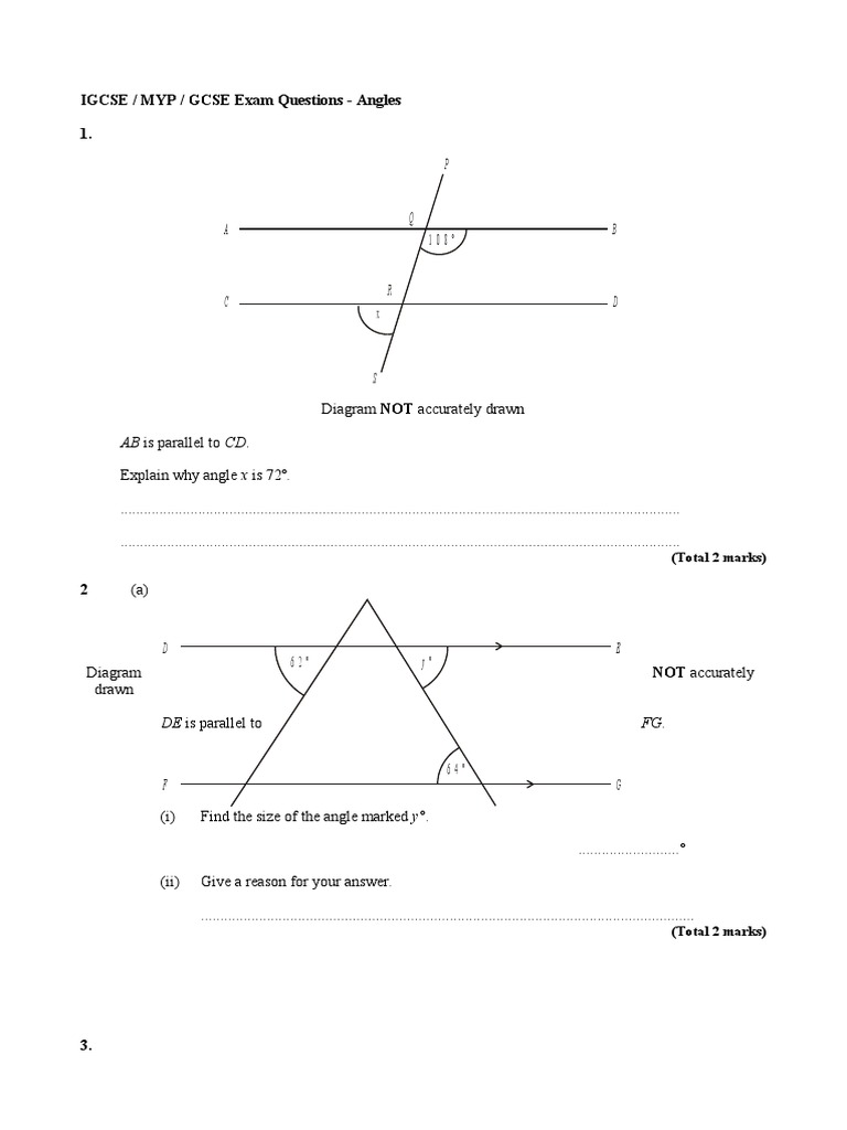 Determining Angles Formed by Parallel Lines: An Analysis of Six Exam ...