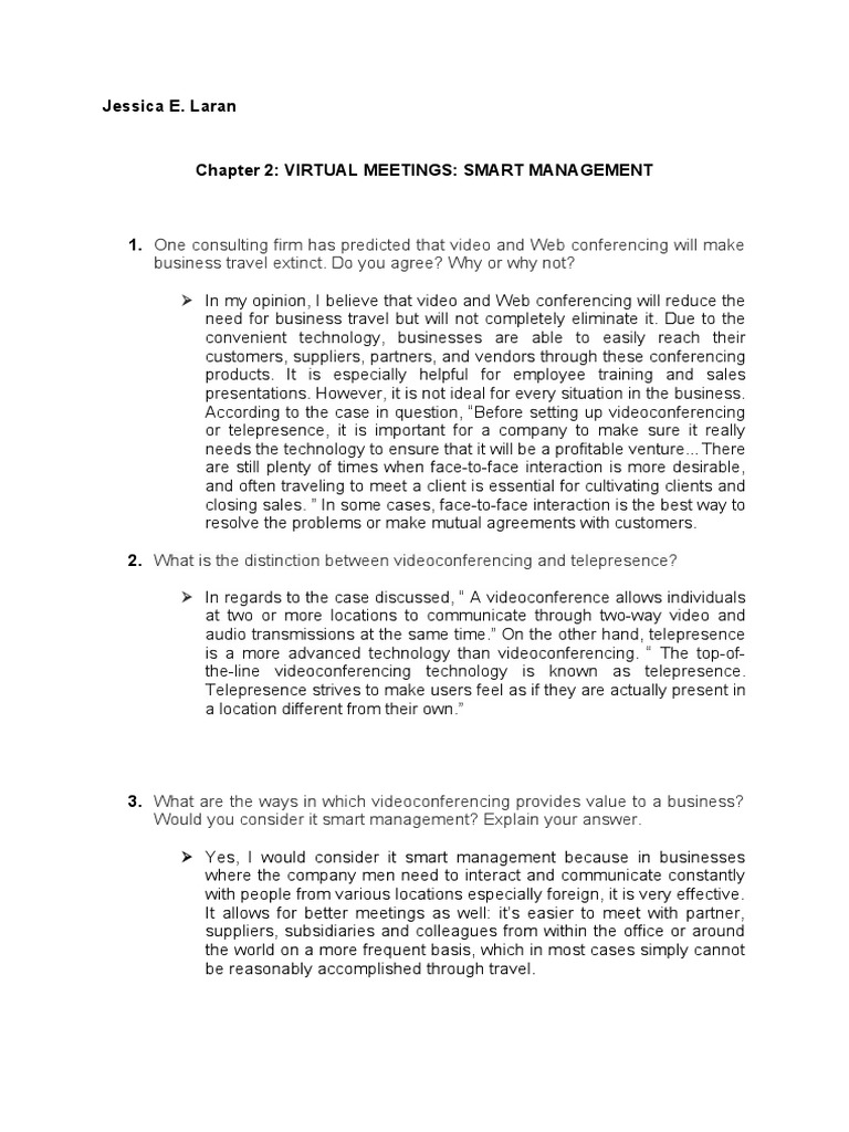 Chapter 2 VIRTUAL MEETINGS SMART MANAGEMENT | PDF | Videotelephony ...