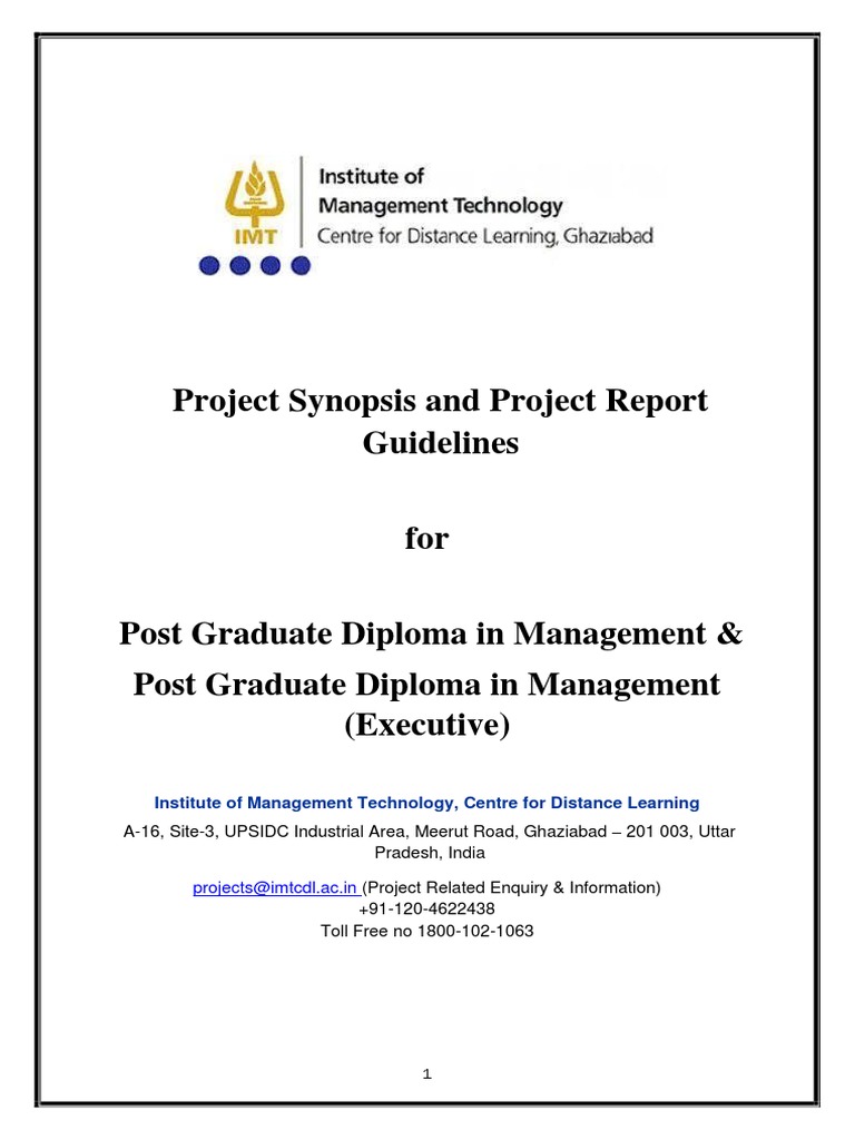 Project Synopsis and Project Report Guidelines: Institute of Management ...