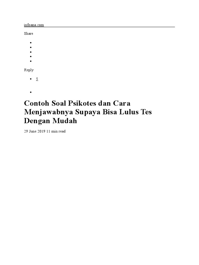 Contoh Soal Psiko-1 | PDF | Seni & Disiplin Bahasa