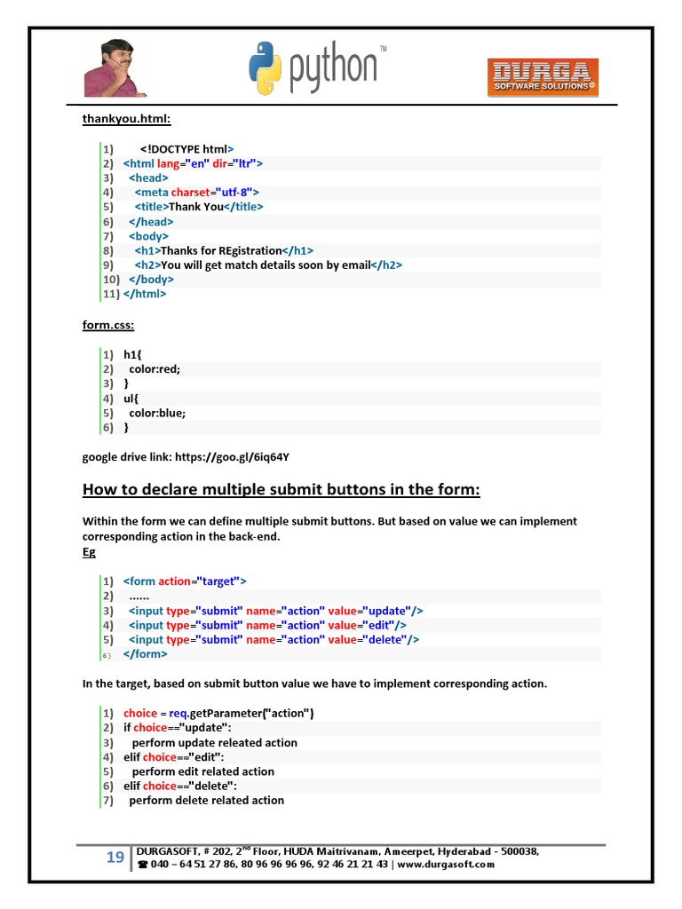 How To Declare Multiple Submit Buttons in The Form:: Thankyou - HTML | PDF