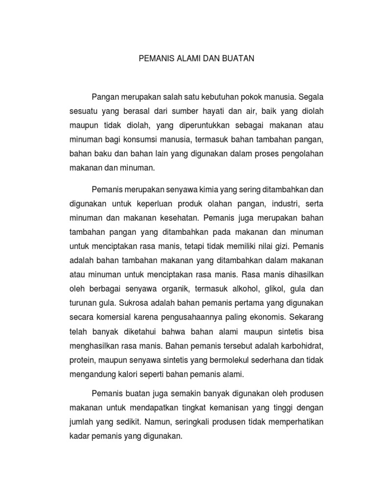 Pemanis Alami dan Buatan: Perbandingan | PDF | Kesehatan Holistik ...