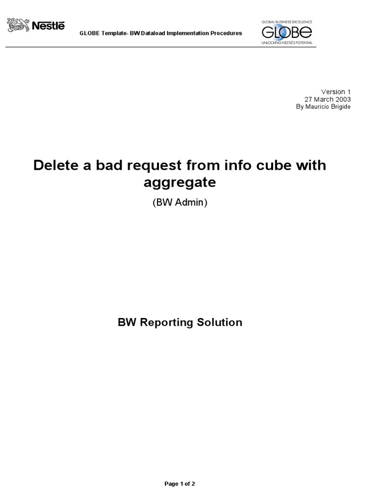 Delete Bad Requests in BW Cubes | PDF | Computers