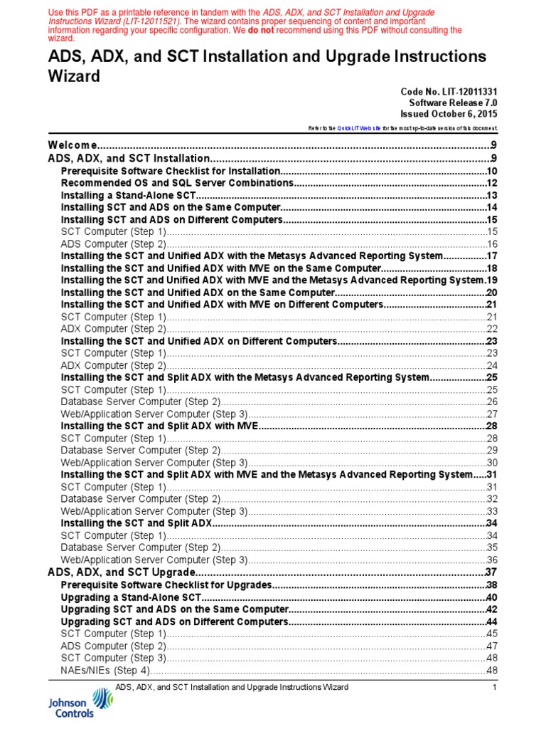 ADS, ADX, and SCT Installation and Upgrade Instructions Wizard | PDF ...