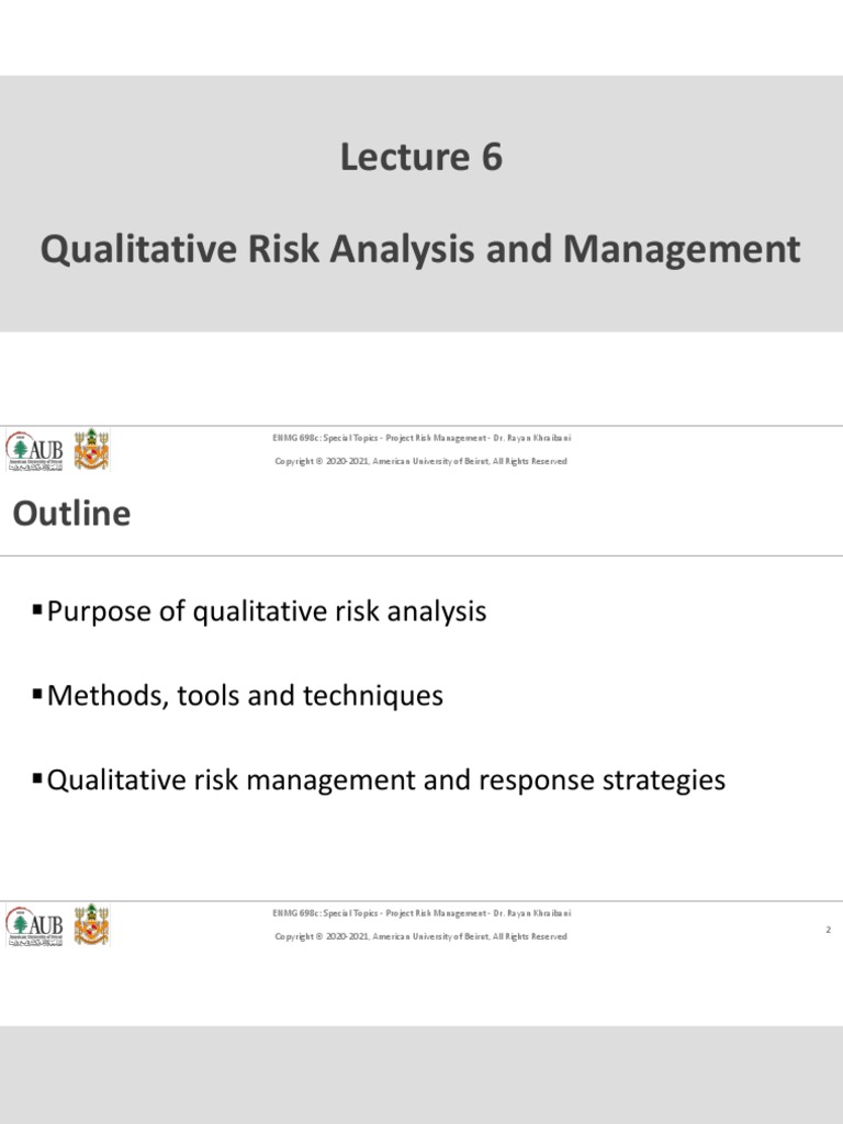 ENMG698c - Lecture6 - No Voice Over | PDF | Risk Management | Swot Analysis