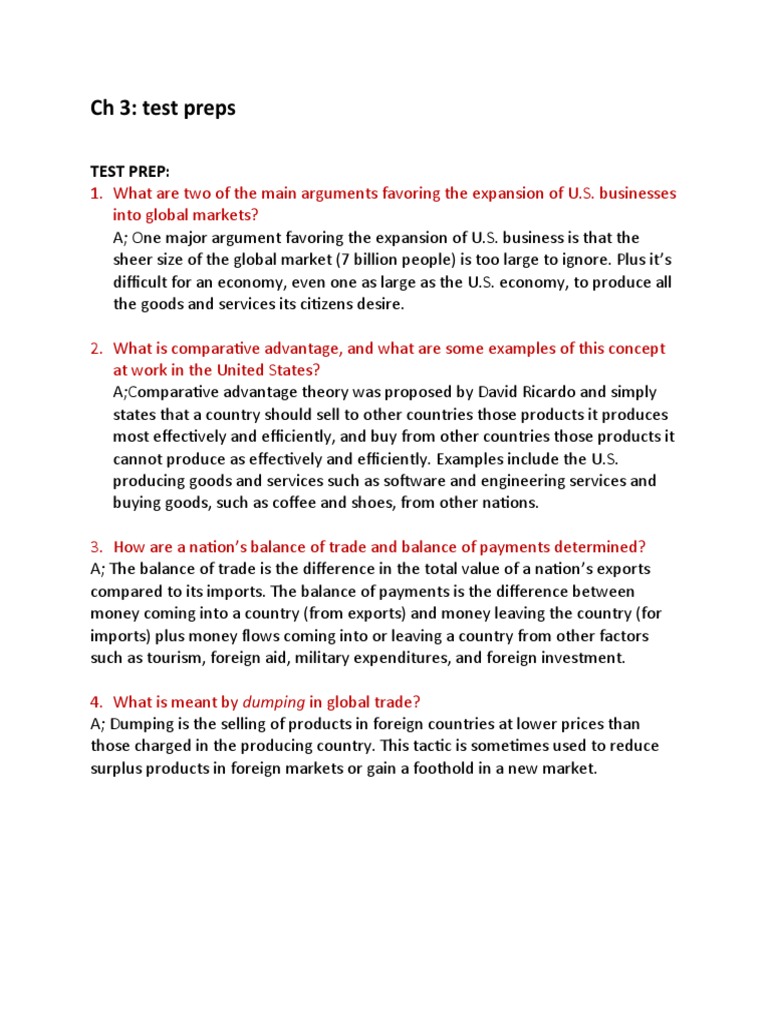 CH 3: Test Preps | PDF | Tariff | Protectionism
