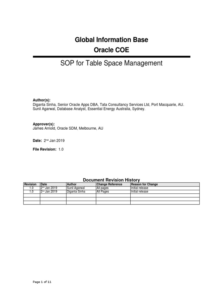 SOP For Tablespace Management | PDF | Filename | Information Technology ...