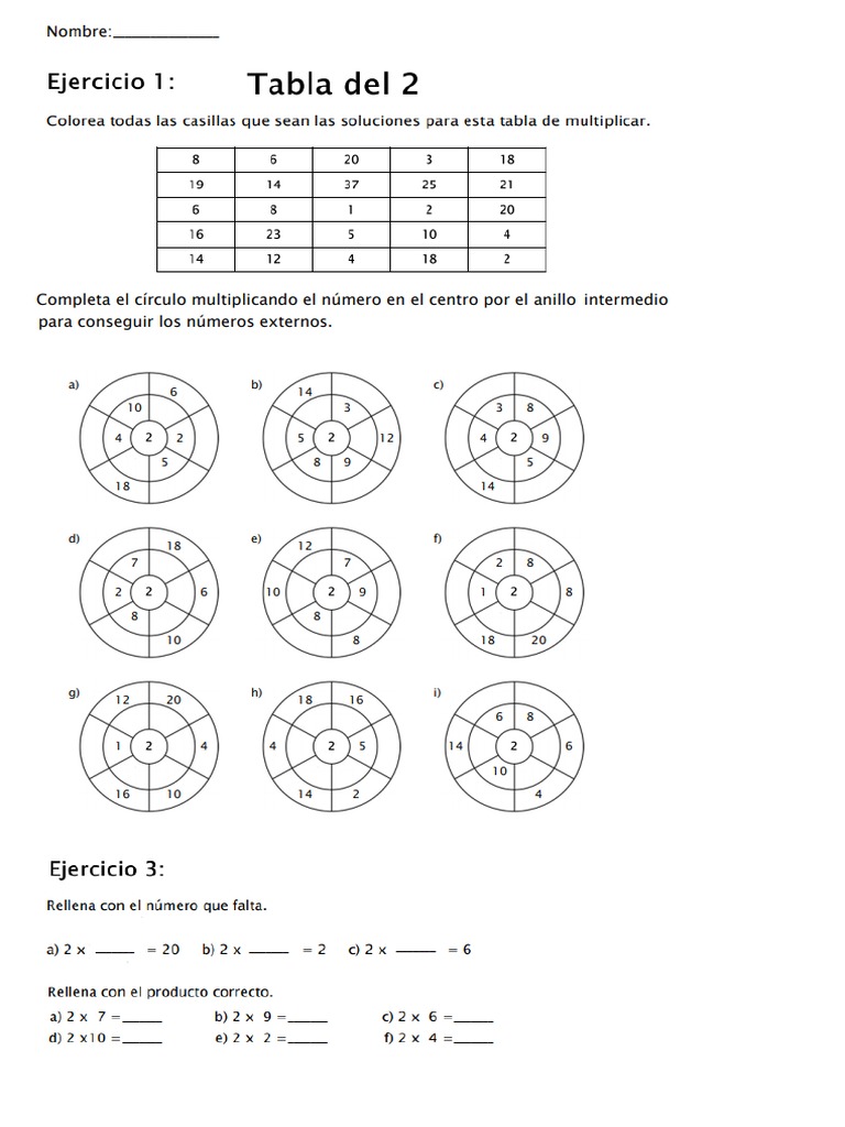 Repaso Tablas 2,4,8 y 5 Mate 2 Primaria | PDF
