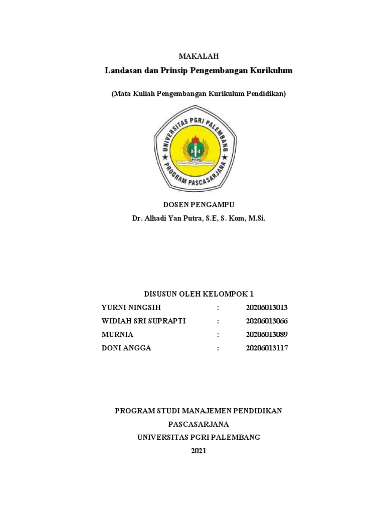 Makalah Landasan Dan Prinsip Pengembangan Kurikulum | PDF