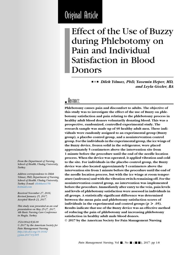 Buzzy With Phlebotomy | PDF | Pain | Clinical Medicine