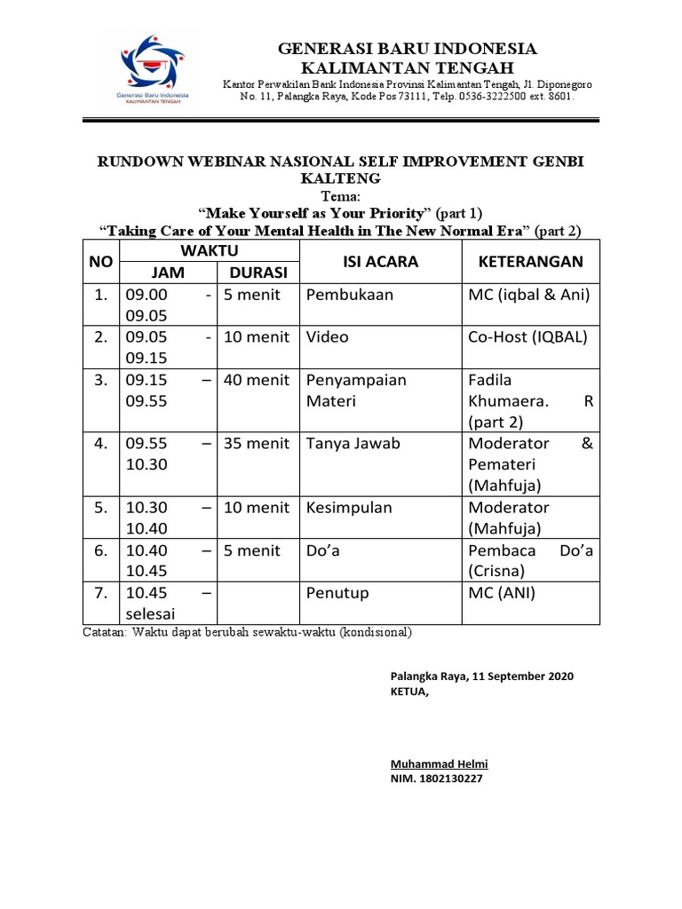 Rundown Webinar Self Improvement | PDF