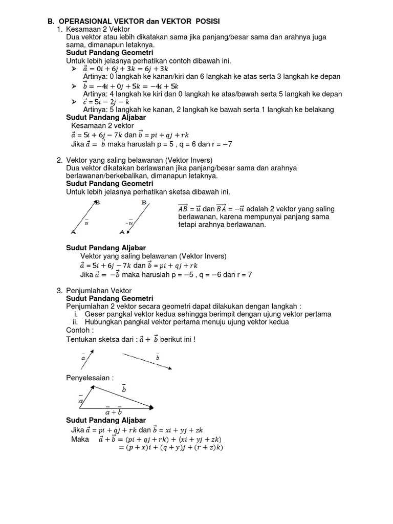 Matematika - Operasinal Vektor Dan Vector Posisi | PDF