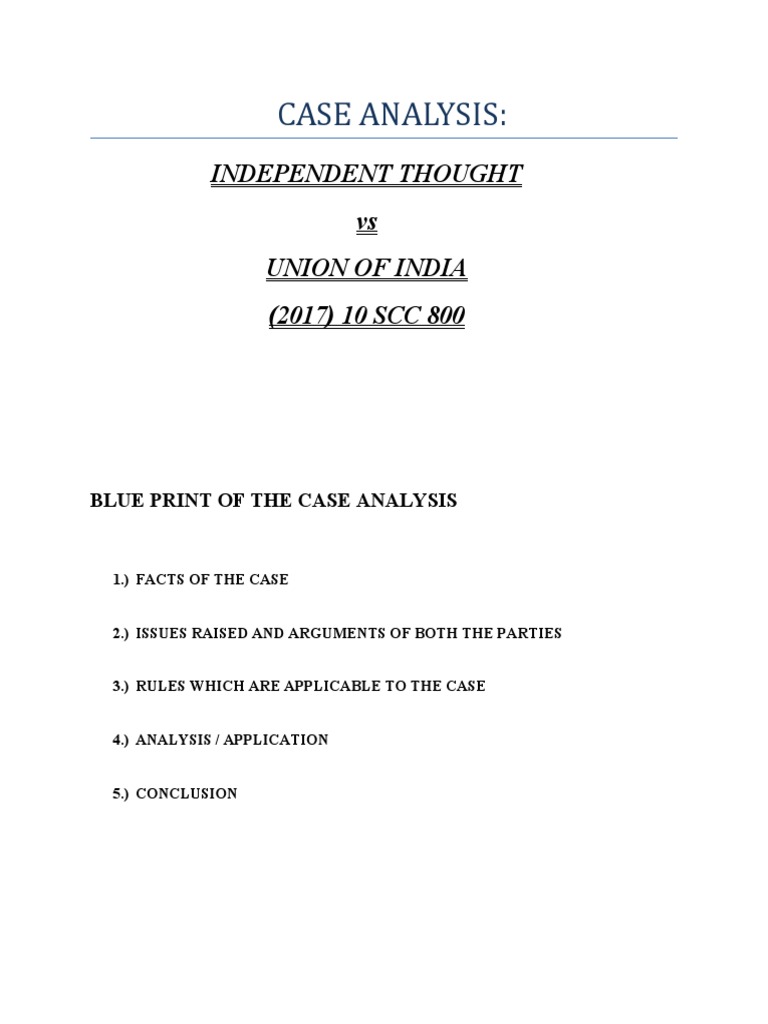 Case Analysis On Independent Thought Vs Uoi | PDF | Rape | Assault