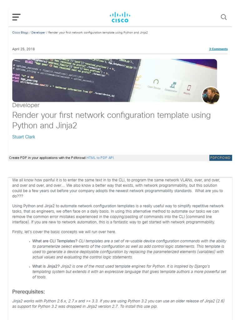 Render Your First Network Configuration Template Using Python and Jinja2 | PDF | Command Line ...