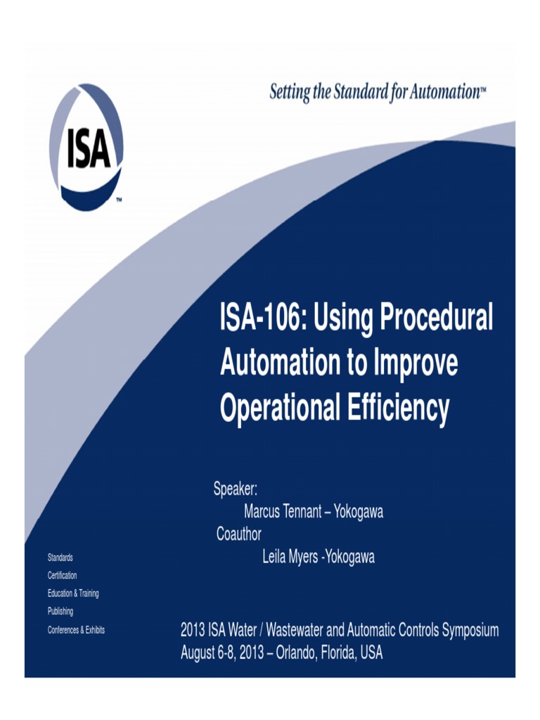 ISA-106: Using Procedural Automation To Improve Operational Efficiency ...