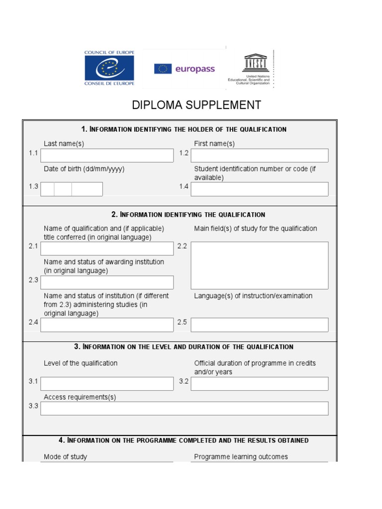 Diploma Supplement Template Guide | PDF | Diploma | Test (Assessment)