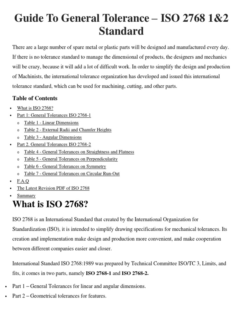 ISO 2768 General Tolerance Guide | PDF | Engineering Tolerance | Industries