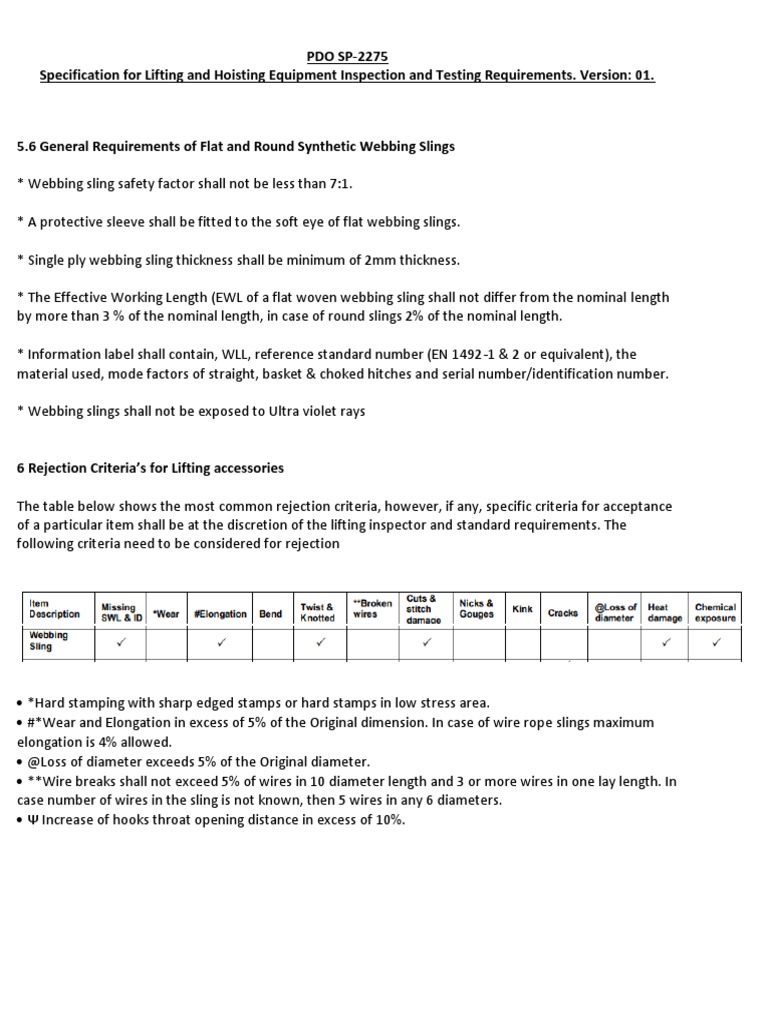 Specification for Lifting and Hoisting Equipment Inspection and Testing ...