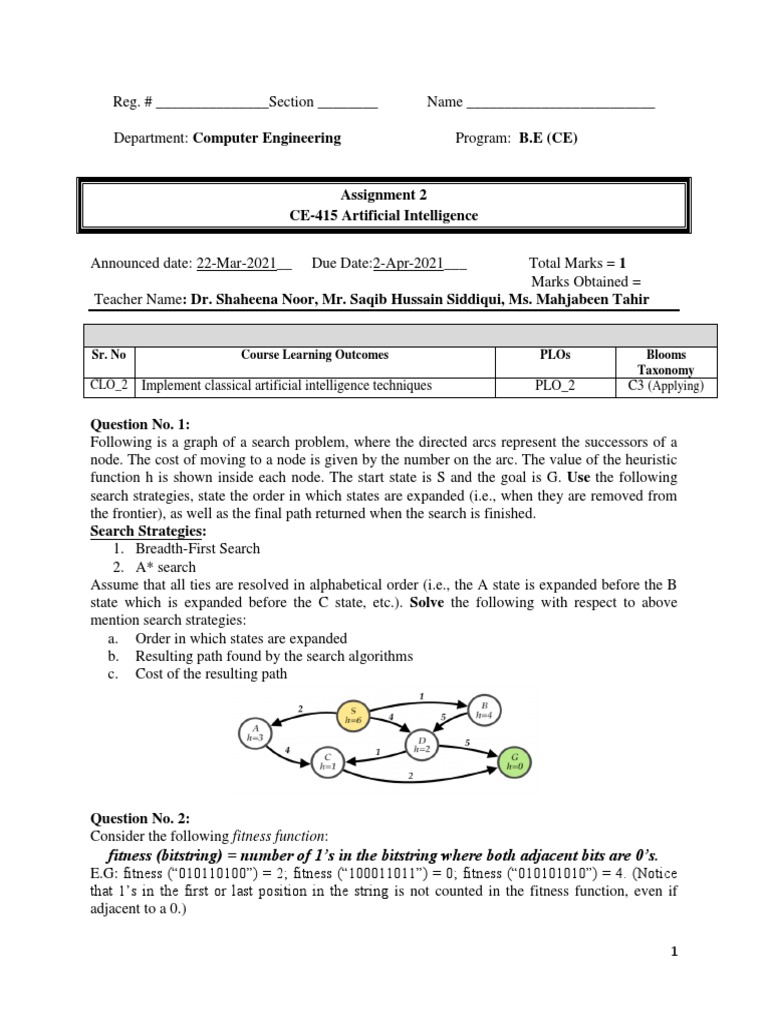 Assignment 2 CE-415 Artificial Intelligence | Download Free PDF | Theoretical Computer Science ...