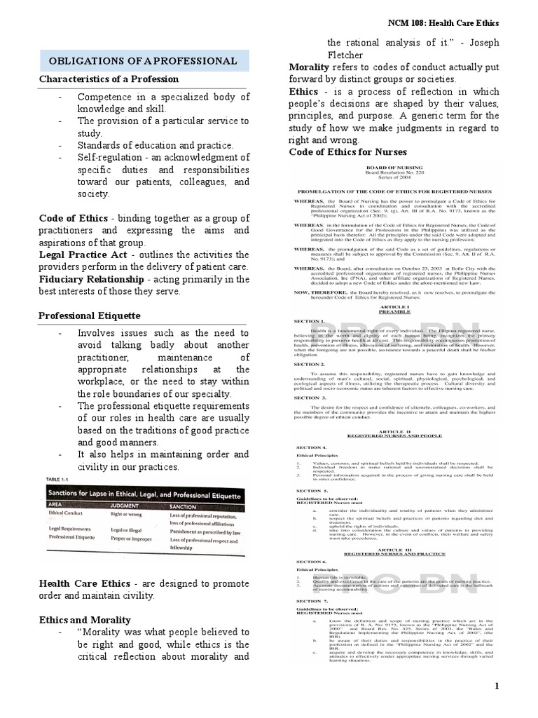 Health Care Ethics and Professional Obligations | PDF | Informed ...