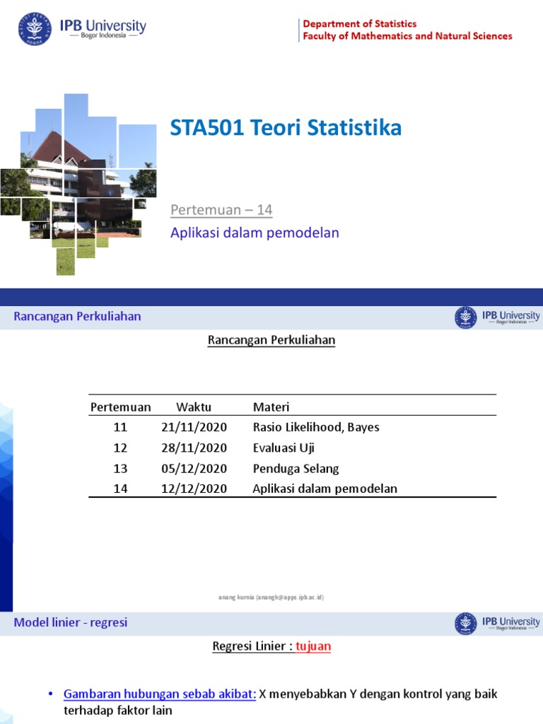 STA501 (14) Aplikasi Dalam Pemodelan | PDF