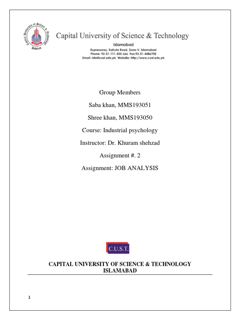 Job Analysis Assignment | PDF | Human Resources | Employment