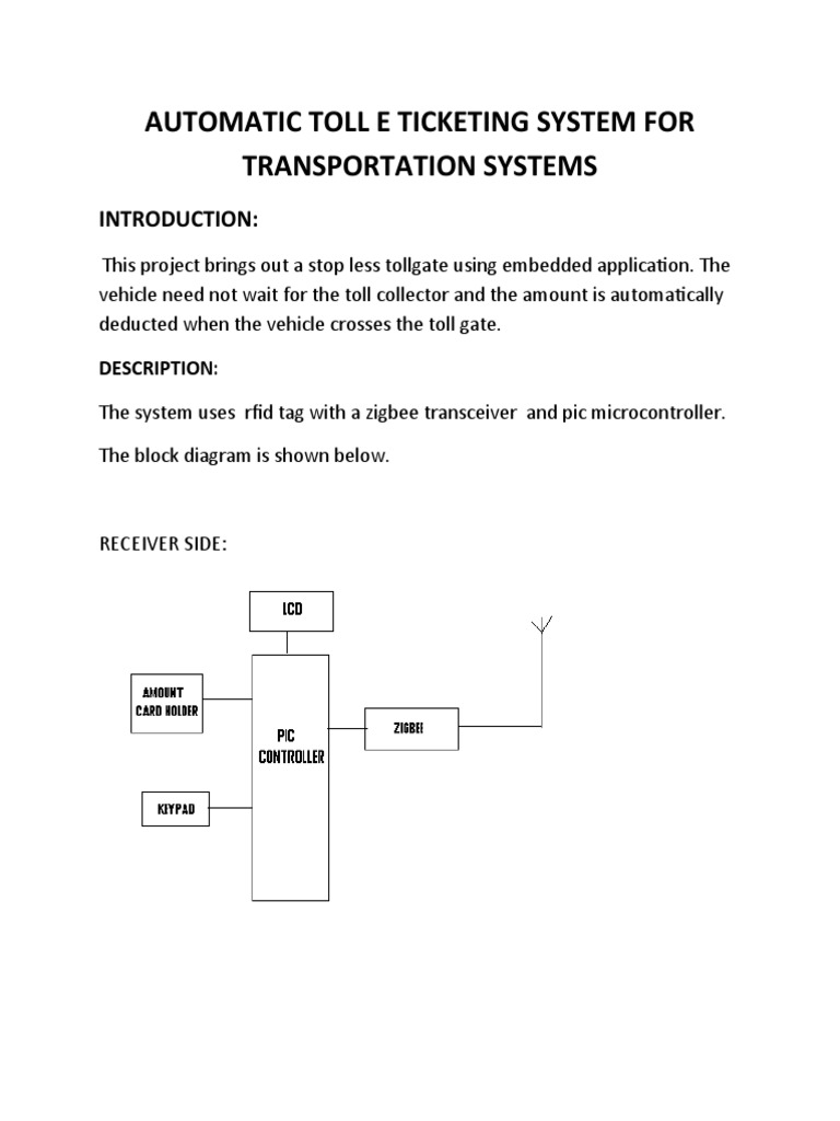 Automatic Toll e Ticketing System For Transportation Systems | PDF