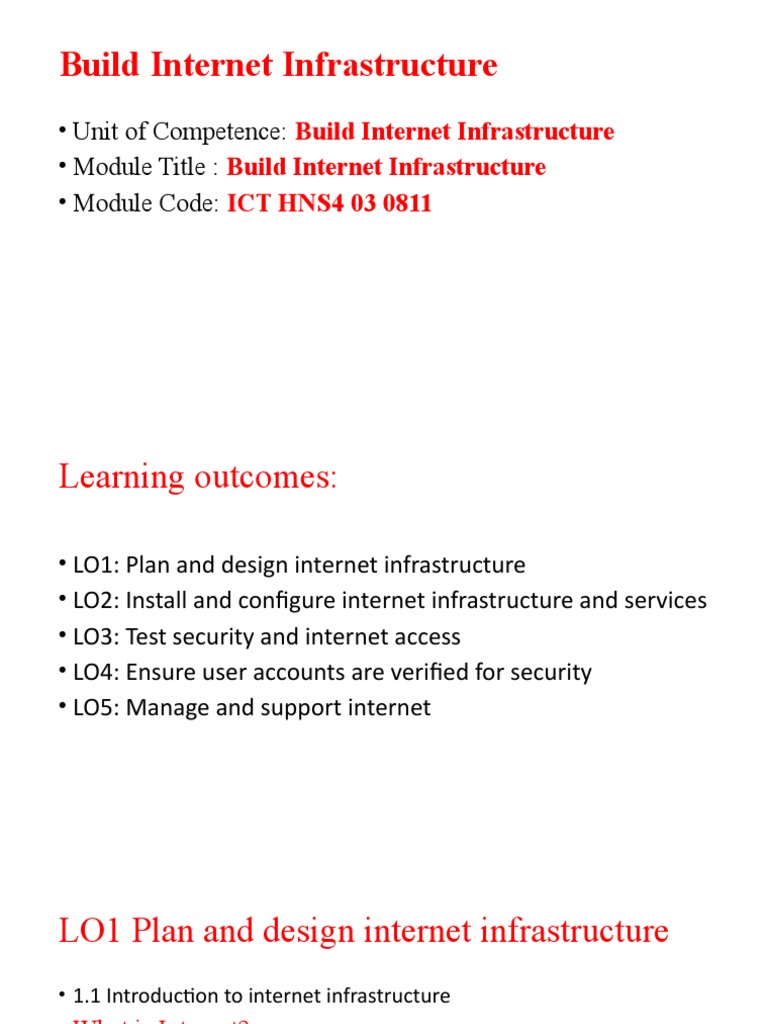 Build Internet Infrastructure: - Unit of Competence: - Module Title: - Module Code | PDF