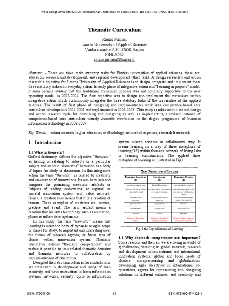 Thematic Curriculum | PDF | Competence (Human Resources) | Curriculum